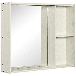 kleankin 31.5" x 25.5" Bathroom Medicine Cabinet with Mirror, 2-Tier Storage Shelf, Over Toilet Bathroom Cabinet Wall Mounted, White