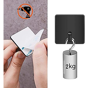 TKMENGY Self Adhesive Hooks, Stick on Hooks Holder for Tea Towel Robe Coat Kitchen Bathrooms,Stainless Steel Sticky Wall Hooks,Waterproof and Rustproof, 4 Pack (Black)