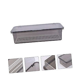 DOITOOL Flatware Tray with Lid and Drainer- Black Transparent Plastic Silverware Holder-- proof Silverware Tray for Drawer for Home Kitchen Accessories