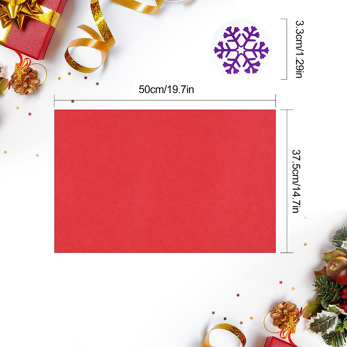 TUPARKA 60 Sheets Red Tissue Paper Christmas Tissue Paper Wrapping Paper Gift Paper for DIY and Craft, Gift Bags Decorations in Christmas Party 19.7x15inch