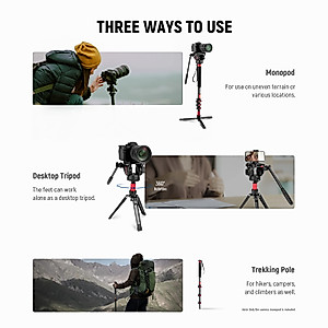 NEEWER 71.6" Pro Camera Monopod with Feet, Carbon Fiber Telescopic Video Monopod with QR Plate Compatible with DJI RS Gimbals Manfrotto, Removable Base for Camera Camcorder, Max Load 13.2lb/6Kg, TP71