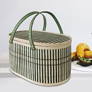 Handcrafted Bamboo Storage Basket with Cover for Organizing and Gifting, Solid Lid