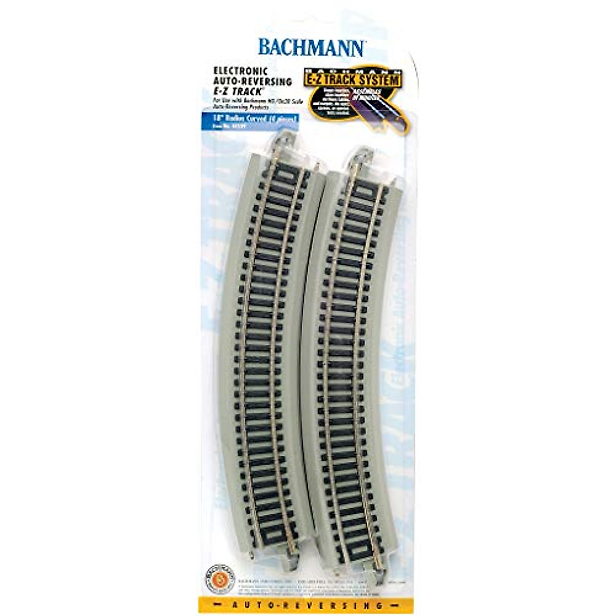 Bachmann Trains E-Z TRACK REVERSING 18" RADIUS CURVED (4/card) - NICKEL SILVER Rail With Grey Roadbed - HO Scale
