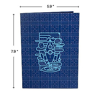 Ribbli Rocket Pop Up Card, Pop Up Birthday Card, Happy Birthday Card for Men Dad Husband Boyfriend Brother Son Kids, with Envelope