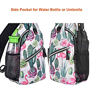 MOSISO Sling Backpack,Travel Hiking Daypack Pattern Rope Crossbody Shoulder Bag, Cactus