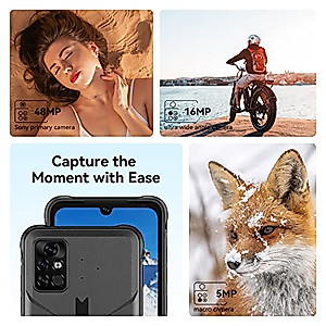 UMIDIGI Bison PRO Rugged Unlocked Smartphones,4GB+128GB Android 11 IP68/IP69K Waterproof Shockproof Phone Helio G80 48MP Camera 6.3" FHD+ 5000mAh Fast Charge Global Version NFC Rugged Smartphone