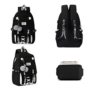 Tiedan Backpacks for girls mochila para niñas School Backpack with security lock with USB Charging Port (Black)