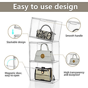 Attelite Purse Organizer for Closet, 5 Pack XX-Large Handbags Storage Organizer,Stackable Storage Bins for Collectibles, Cosmetic,Heels