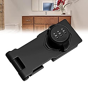 AGSIXZLAN Household Cabinet Password Hasp Locks, Black, Combination Lock, Rust Resistant, Keyless