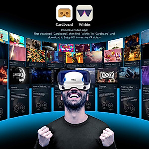 Vecot VR Headset Virtual Reality VR 3D Glasses VR Set Incl 3D Virtual Reality Goggles (White)