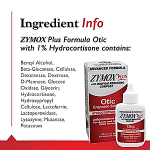 Zymox Advanced Formula Otic Plus Enzymatic Ear Solution for Dogs and Cats with 1% Hydrocortisone, 1.25oz