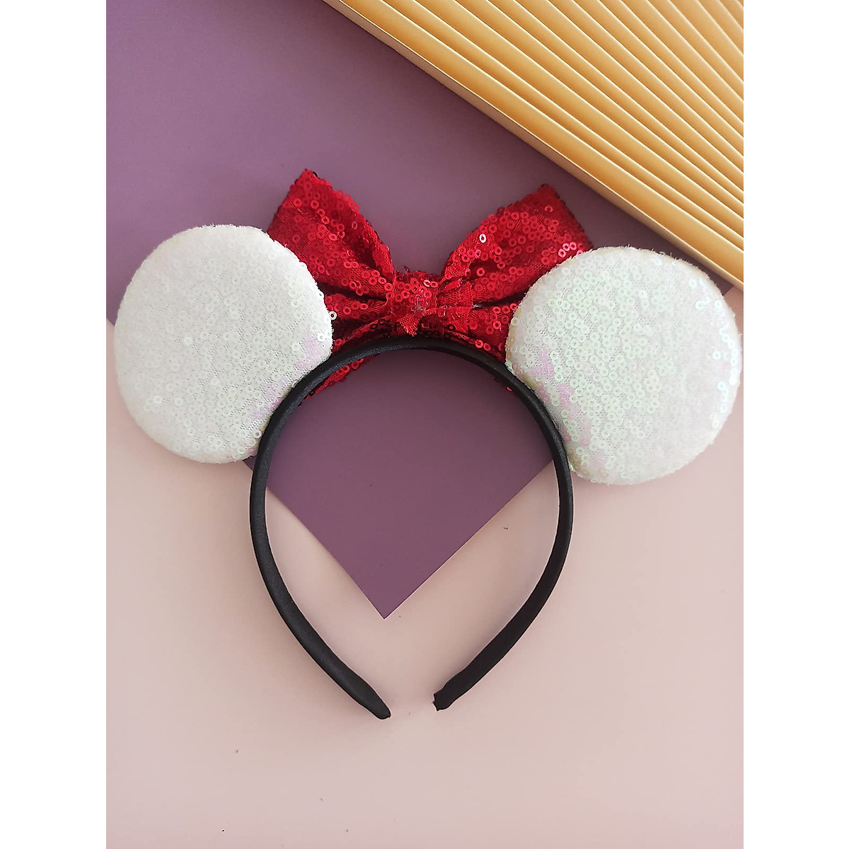 MapleLeaf Wedding Bridal Minnie Ears headband,Future Mrs Bride to Be Headband with Glitter Bow of Wedding Bachelorette Crown Hen Party Bridal Showe (Red)