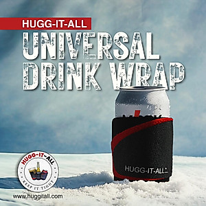 Universal Drink Wrap Neoprene Sleeve Fit for 10oz - 32oz Cans & Bottles of with Black and Red Portable Beverage Holder for Event, Camping, Fishing, Travel and Office