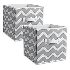 DII Non Woven Polyester Storage Bin, Chevron, Gray, Large Set of 2
