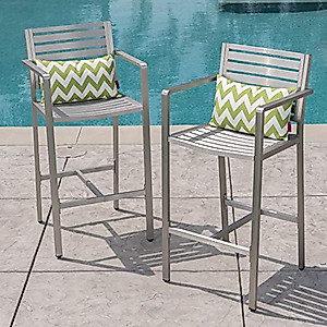 Christopher Knight Home Tammy Coral Outdoor Silver Rust-Proof Aluminum 29.50 Inch Barstools (Set of 2)