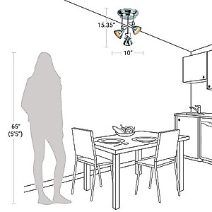 Catalina Lighting 16325-000 Modern 3-Light Ceiling Canopy, 10", Silver Finish