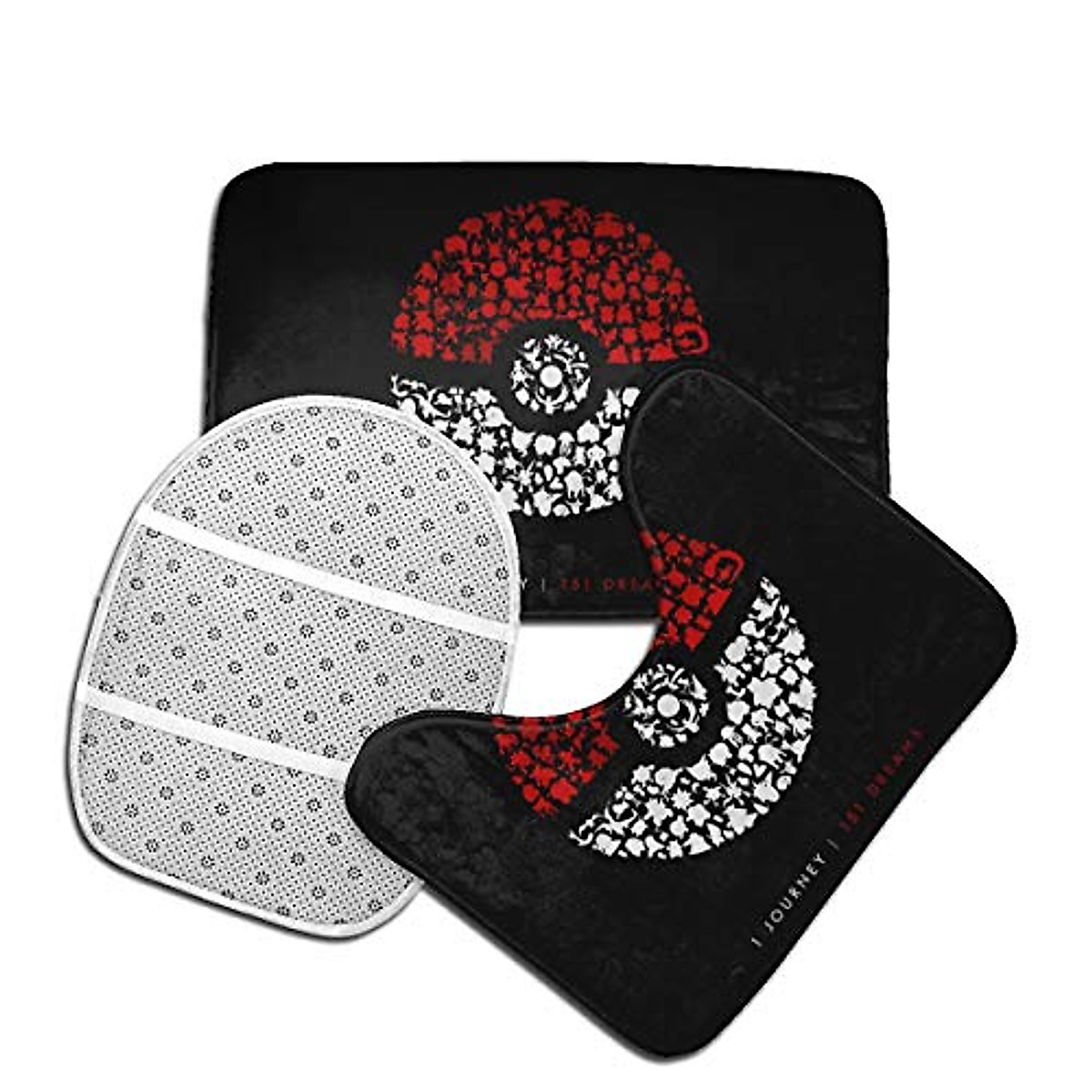 CAIRUO P_okem-on Go 3 Piece Set Bath Mat Set, Non-Slip Bathroom Mats Set/Bathroom Rugs/Contour Mat/Toilet Cover