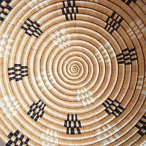 African Basket- Rugombo/Rwanda Basket/Woven Bowl/Sisal & Sweetgrass Basket/Tan, Black, White