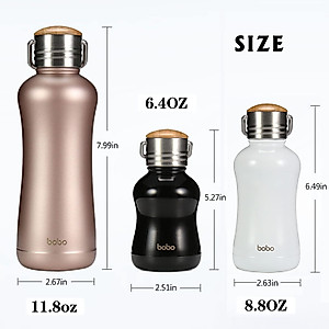 YOHKOH Small Thermos Mini Vacuum Insulated Water Bottle With Bamboo Lid - Pack of 3 - Stainless Steel Water Bottle for Women Kids, 12 Hrs Hot & 24 Hrs Cold Thermos BPA-Free (6.4oz/8.8oz/11.8oz)