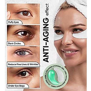 Elixir Premium Lab Collagen & Green Tea Under Eye Patches with Cooling Effect - Reduce Wrinkles, Dark Circles, and Under Eye Bags - 15 Pairs