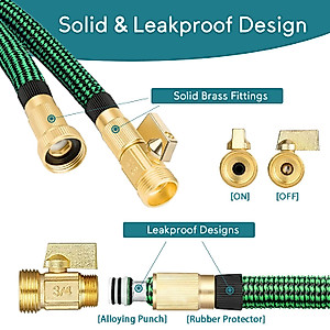150 ft Expandable Garden Hose - New Flexible Water Hose 150ft with 10 Pattern Spray Nozzle, 3/4 Solid Brass Connectors, Retractable Latex Core - Lightweight Expanding Hose