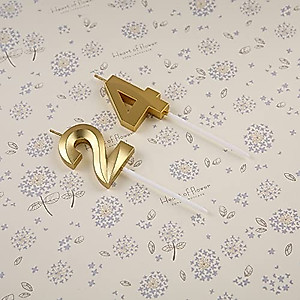 Gold 24th & 42nd Birthday Candles,Gold Number 24 42 Cake Topper for Birthday Decorations Party Decoration