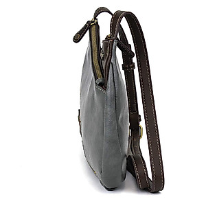Chala Handbags Wiener Dog Dachshund Criss Cross Crossbody Handbag Purse Grey