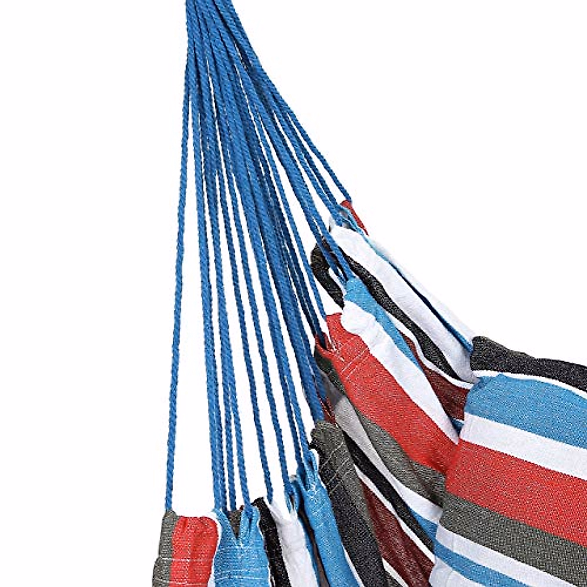 Blissun Hanging Hammock Chair, Hanging Swing Chair with Two Cushions, 34 Inch Wide Seat Blue & Green Stripes (Cool Breeze)