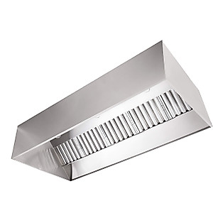 Stainless Steel Commercial Exhaust Only Hood System, Includes Stainless Steel Exhaust Only Hood, Rooftop Exhaust Fan, and Roof Curb (4' Wall Exhaust Only Hood & Fan)