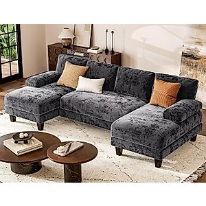 Txtin's U Shaped Sectional Couches for Living Room, 111 Inch Modular Sofa with Double Chaise, Large Lounge Couch for Apartment,Grey