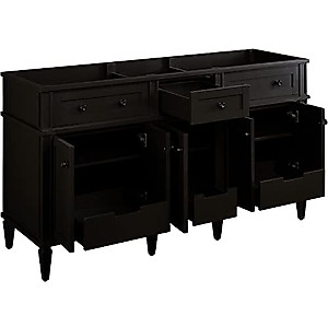 Signature Hardware 953349-60-UM-0 Elmdale 60" Free Standing Double Basin Vanity Set with Mahogany Cabinet, Wood Vanity Top, and Porcelain Undermount Sink - No Faucet Holes