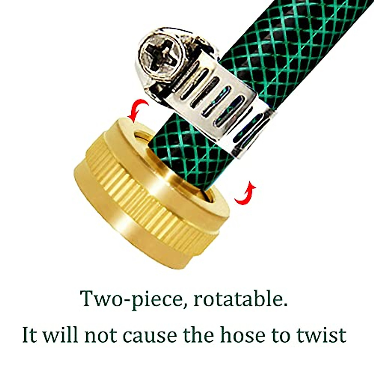 Joywayus 2Pcs 1/2" Barb x 3/4" Female GHT Thread Swivel Brass Garden Water Hose Pipe Connector Copper Fitting with Stainless Clamp House/Boat/Lawn/Power Wash/Irrigation