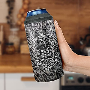 winorax Viking 4-in-1 Tumbler Can Cooler Vikings Celtic Slim Can Holder 16oz Tumblers Stainless Steel Insulated with Lid