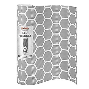 Glotoch Premium Non Slip Shelf Liner 12” X 20FT, Non Adhesive Drawer Liner, Waterproof Shelf Liners for Kitchen Cabinets, Drawer, Fridge, Wire Shelving, Pantry, Bathroom-Heavy Duty, Grey Geometric