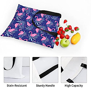 Dylaca 2pcs Pink Flamingo Bag Decorations and Flamingo Tote Bag Gifts,Canvas Animal Tote Bags for Women Men.Pink Flamingo With Leave.