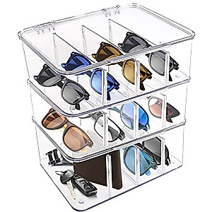 Utopia Home Eye Glasses Holder (Pack of 3) - Premium Sunglass Organizer - Eyeglass Holder & Glasses Storage Organizer for Sunglasses, Reading Glasses & Accessories (Clear)