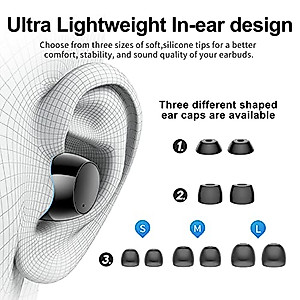 kurdene Bluetooth 5.2 Wireless Earbuds, S8 Mini [Small Ear] [Deep Bass Sound] 30H Playtime Call Clear Waterproof Earphones with Microphone in-Ear Headphones Comfortable for iPhone Android Sports