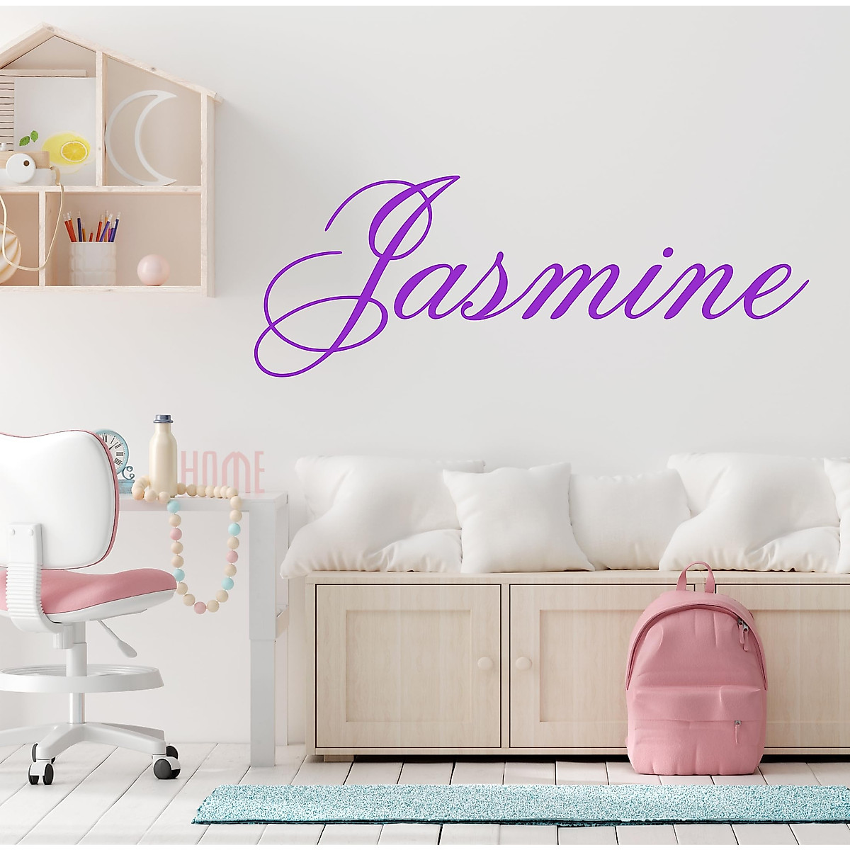 (Choose Both Your Name and Initial; Both Font and Color) Personalized Baby Girls Decal Nursery Decor Custom Vinyl Wall Decal, Wall Stickers (Multi-Size Choices) (Single Name (Without Initial))
