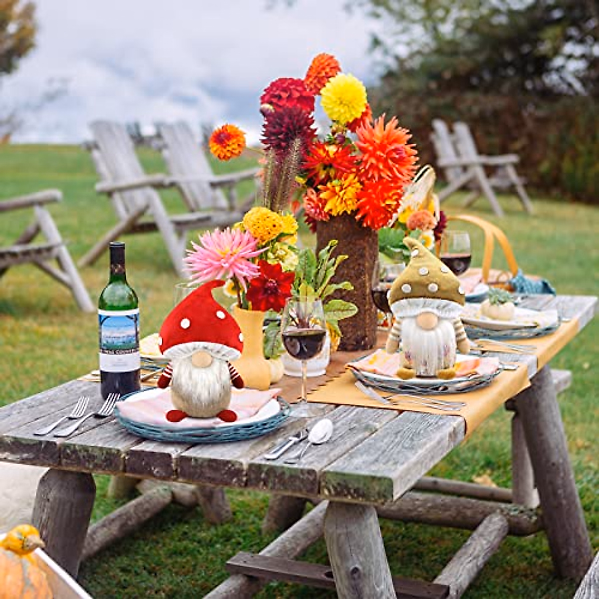 Gehydy Set of 3 Summer Mushroom Gnomes Plush Spring Decoration Gifts Holiday Handmade Scandinavian Tomte Stuffed Farmhouse Decor for Home Kitchen Tiered Tray