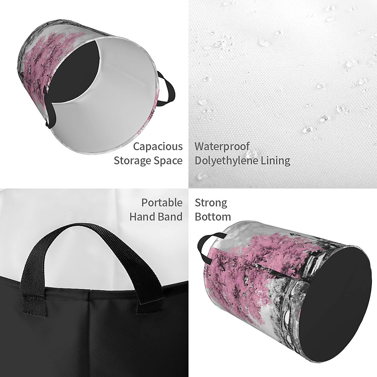 Gbuzozie 38l Round Laundry Hamper Retro Paris Eiffel Tower Storage Basket Waterproof Coating Organizer Bin For Nursery Clothes Toys