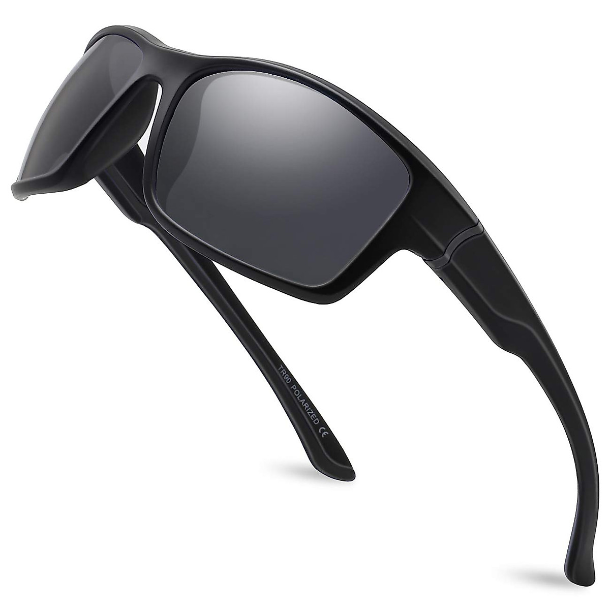 MAXJULI Polarized Sports Sunglasses for Men Women for Running Fishing Driving MJ8014 Black Frame with Grey Len