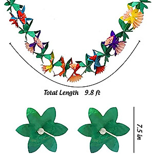 FUTUREPLUSX Paper Garland Decorations, 2PCS Hibiscus Garland Tissue Flower Banner Tropical Paper Flowers Luau Party Decorations