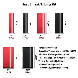 IBosins 150Pcs Copper Battery Terminal Connectors, AWG 2 4 6 8 10 12 Cable Ends Wire Lugs Assortment Kit, 70pcs Ring Teminal with 80pcs Heat Shrink Tubing