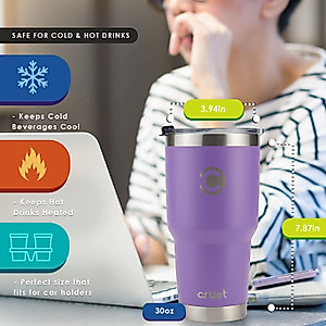 Stainless Steel Vacuum Insulated Tumbler With Lid & 2 Straws – Powder Coated Double Wall Travel Mug With Flip Lid For Hot & Cold Drinks For Home And Outdoor Reusable Modern Water Flask. 20oz