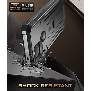 Poetic Revolution Series for Google Pixel 5 Case, Full-Body Rugged Dual-Layer Shockproof Protective Cover with Kickstand and Built-in-Screen Protector, Black