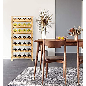 HYNAWIN Bamboo Wine Rack Freestanding Wine Storage Shelf Display Stand Perfect for Home Living Room Kitchen Bar (7 Tiers, 28-Bottles)