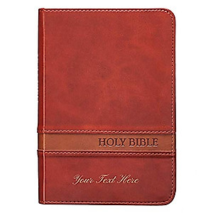 Personalized Bible Small Compact KJV Holy Bible Compact LuxLeather Brown King James Version Bible Custom Made Gift for Baptism Christenings Birthdays Celebrations Holidays