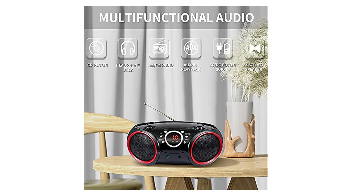 SINGING WOOD 030C Portable CD Boombox - Play Anywhere