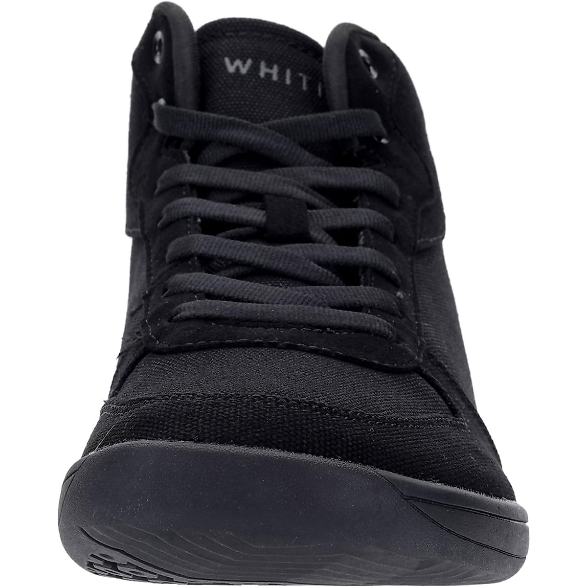 WHITIN Men's Wide Toe Box Canvas Minimalist Barefoot Shoes Width Zero Drop Minimus Sneaker Male Size 10 Hightop Minimal Walking Boxing Casual All Black 44