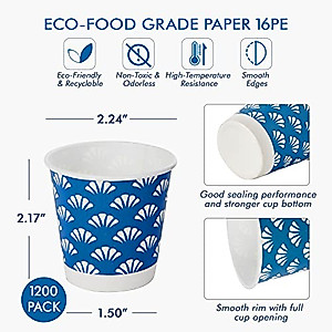 JollyPack [1200 Pack] 3 oz Paper Cups, Disposable Bathroom Cups, Small Mouthwash Cups, Rinse Cups, Orange Blue and Green Mini Cups for Candy and Biscuits, Perfect for Bathroom, Party, Picnic, Travel